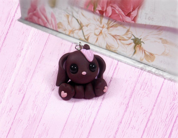 Bunny necklace polymer clay chain pendant jewelry kawaii by Siachi