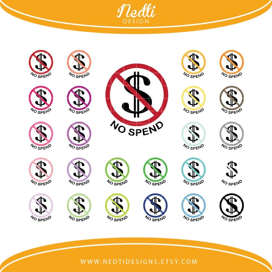 24 No Spend Money Clipart Set Saving Spending by NedtiDesigns