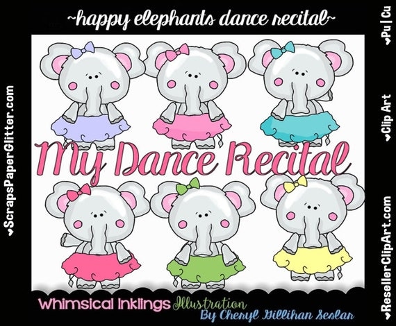 Items similar to Happy Elephants Dance Recital Clip Art - Commercial ...