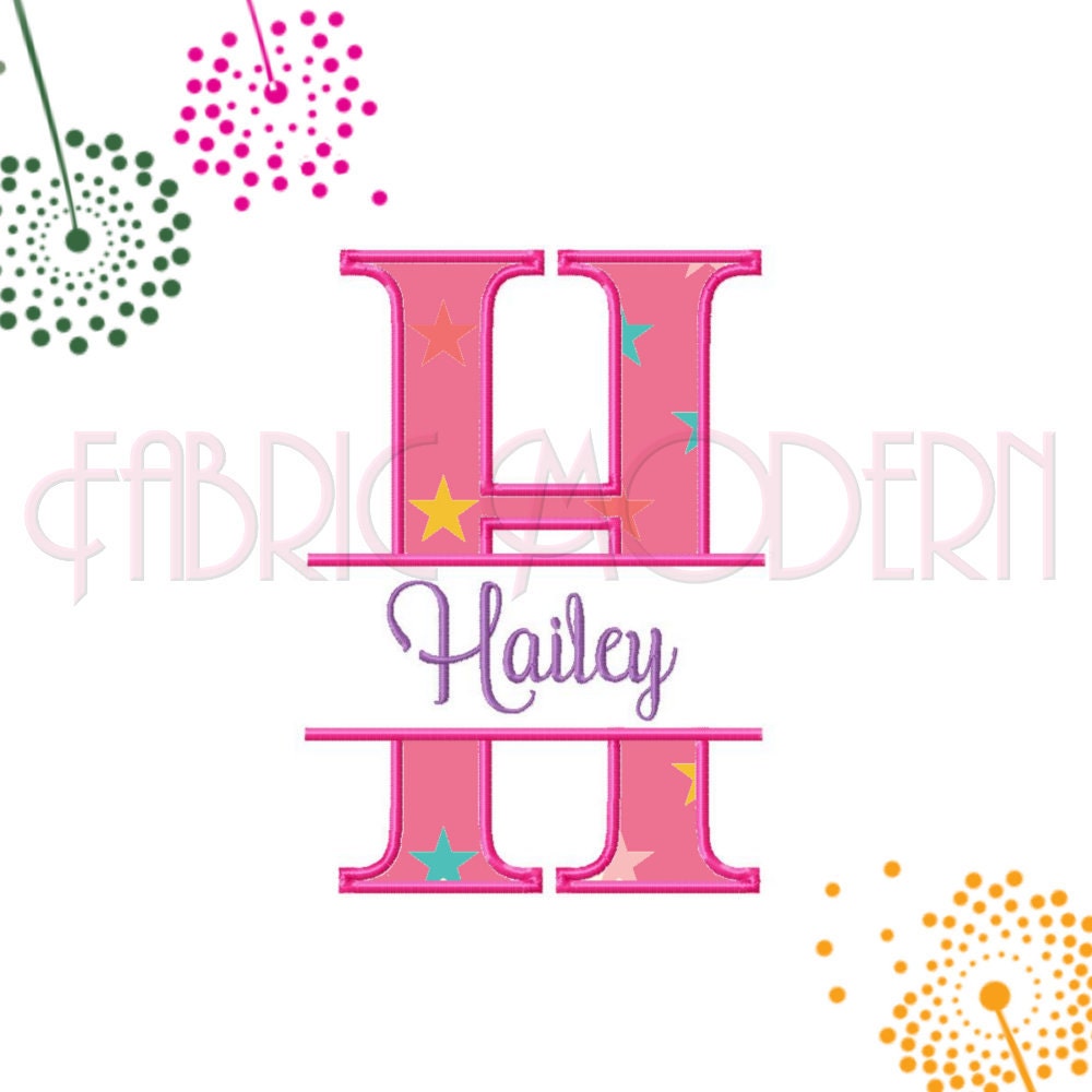 SPLIT MONOGRAM Embroidery Font Design for 5x7 inch hoop All
