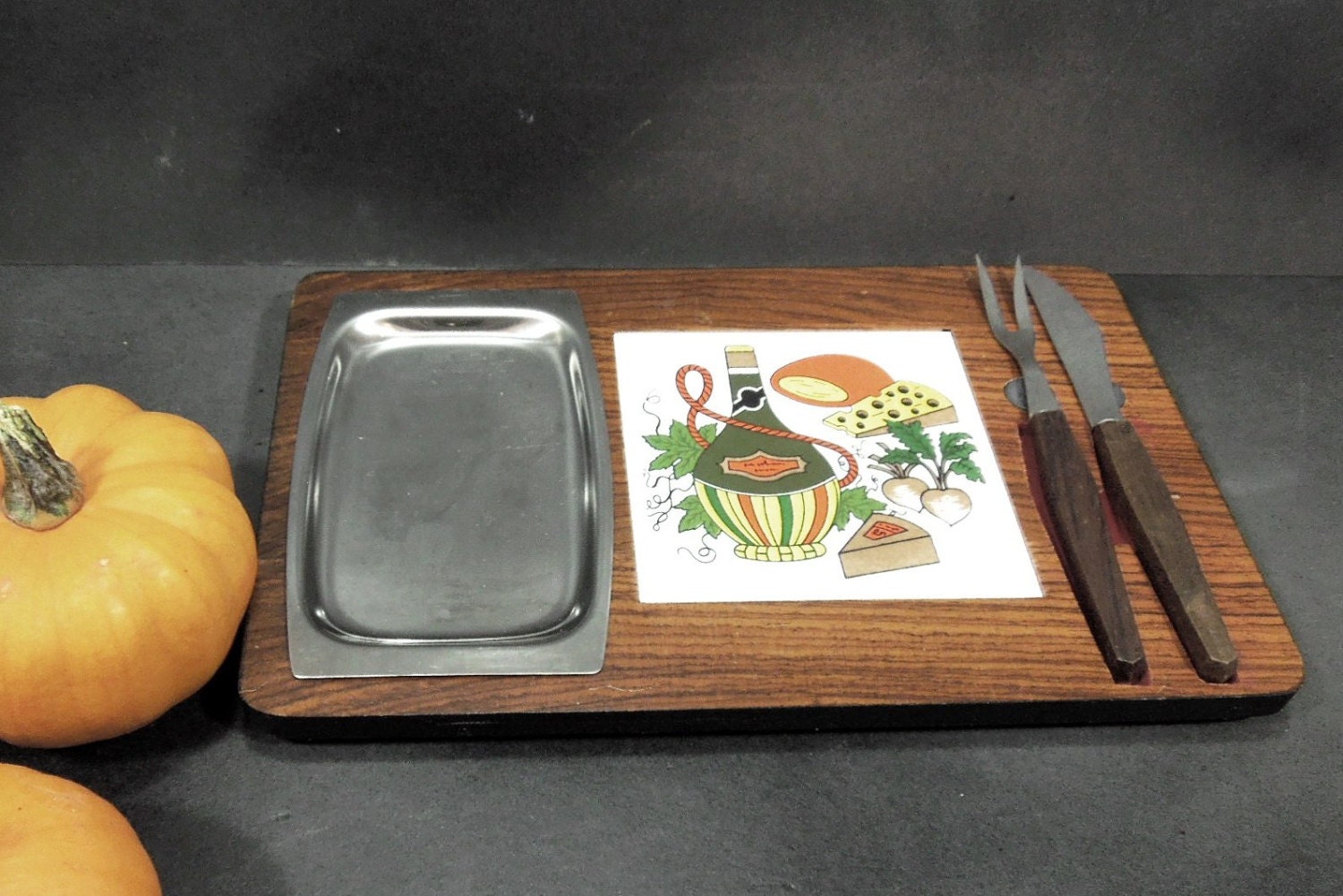 Cheese board party tray – Wood and stainless cheese server – cheese ...