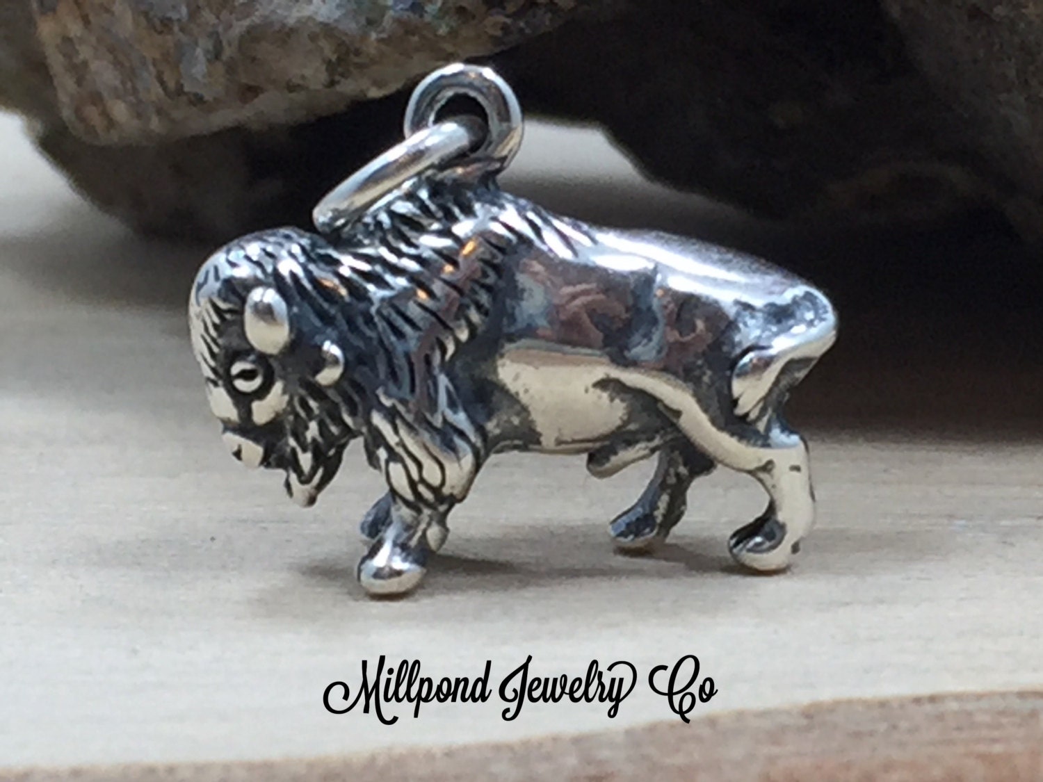 Buffalo Charm Buffalo Pendant Bison Charm Sterling Silver