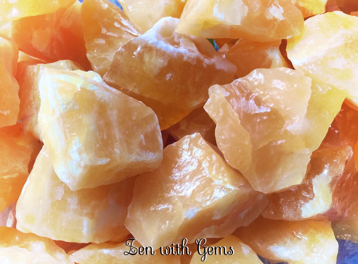 Orange Calcite Natural Rough Pieces Crystal Grid by ZenwithGems