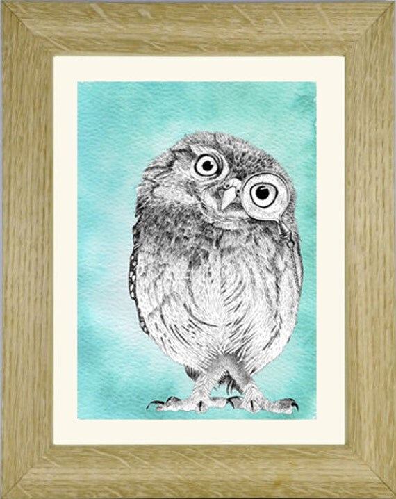 Hand Drawn 'Clever Little Owl' Limited by TheLittleBunnyStudio