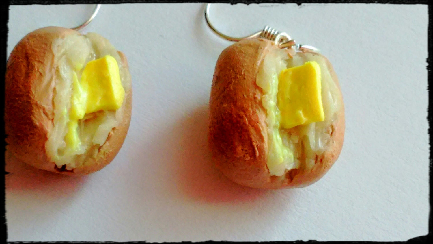 Baked Potato Earrings Miniature Food Jewelry by SprinkleCake