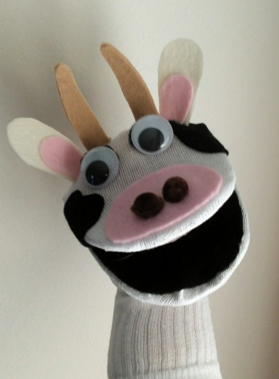 COW Sock Puppet Hand Puppet by MixMeShop on Etsy