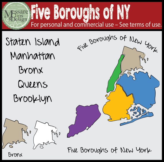 Items similar to Map Clipart: This Five Boroughs of New York City (NYC ...