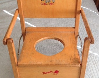 Items similar to Antique Rustic Wooden Potty Chair, Home Decor, 1950s ...