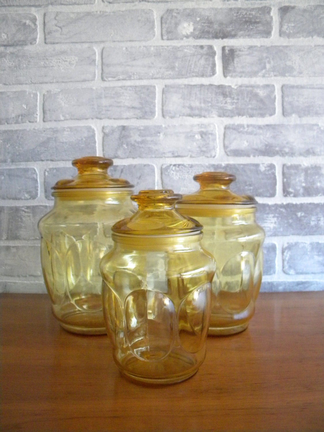 Trio of Vintage Amber Glass Container Jars with Lids – Haute Juice