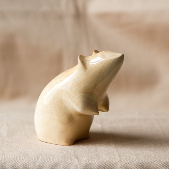 Wooden White Rat Statue Wooden White Rat Figurine Wood