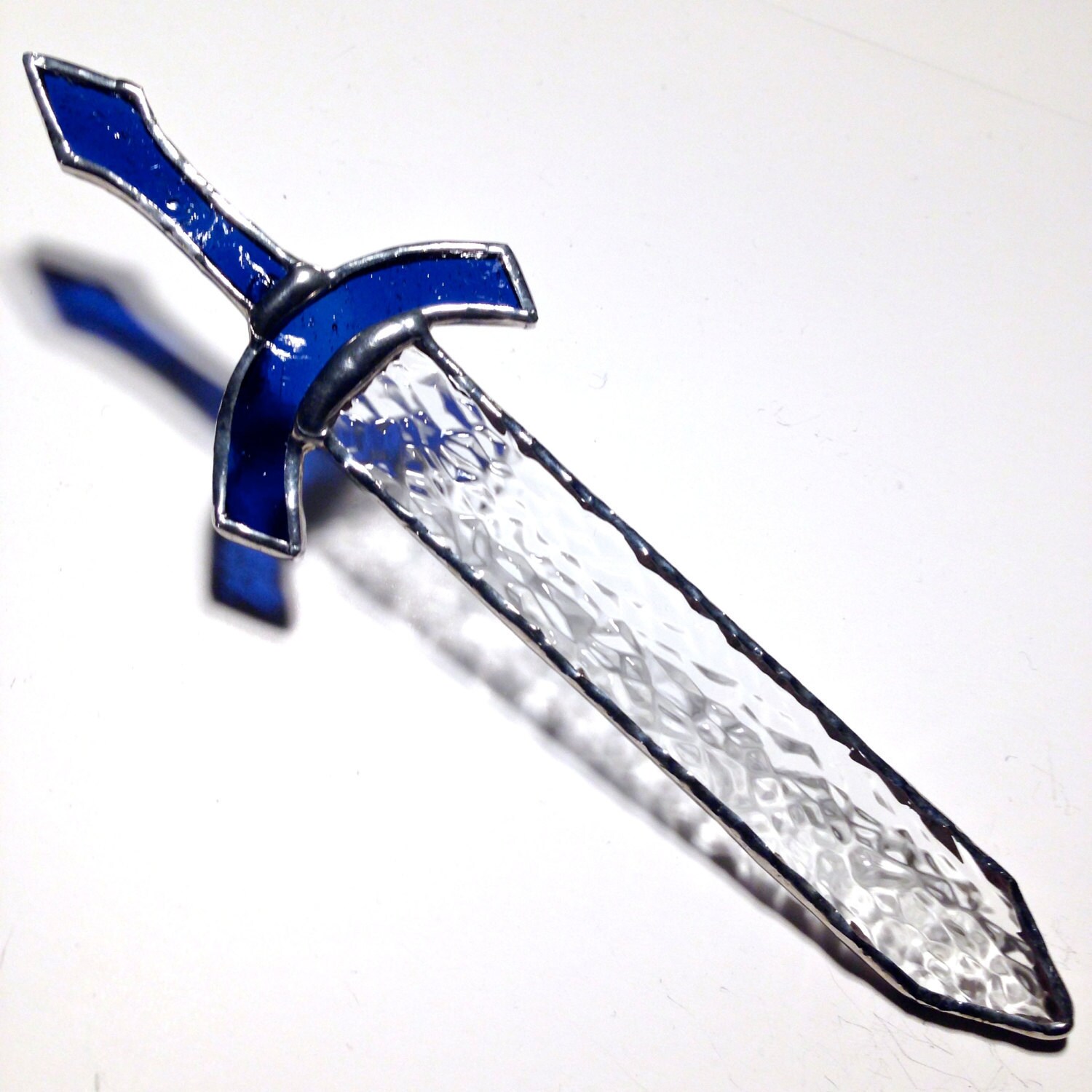 Stained Glass Sword Royal Blue and Clear Ice by RivenBarrowGlass