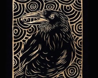 Raven carving | Etsy