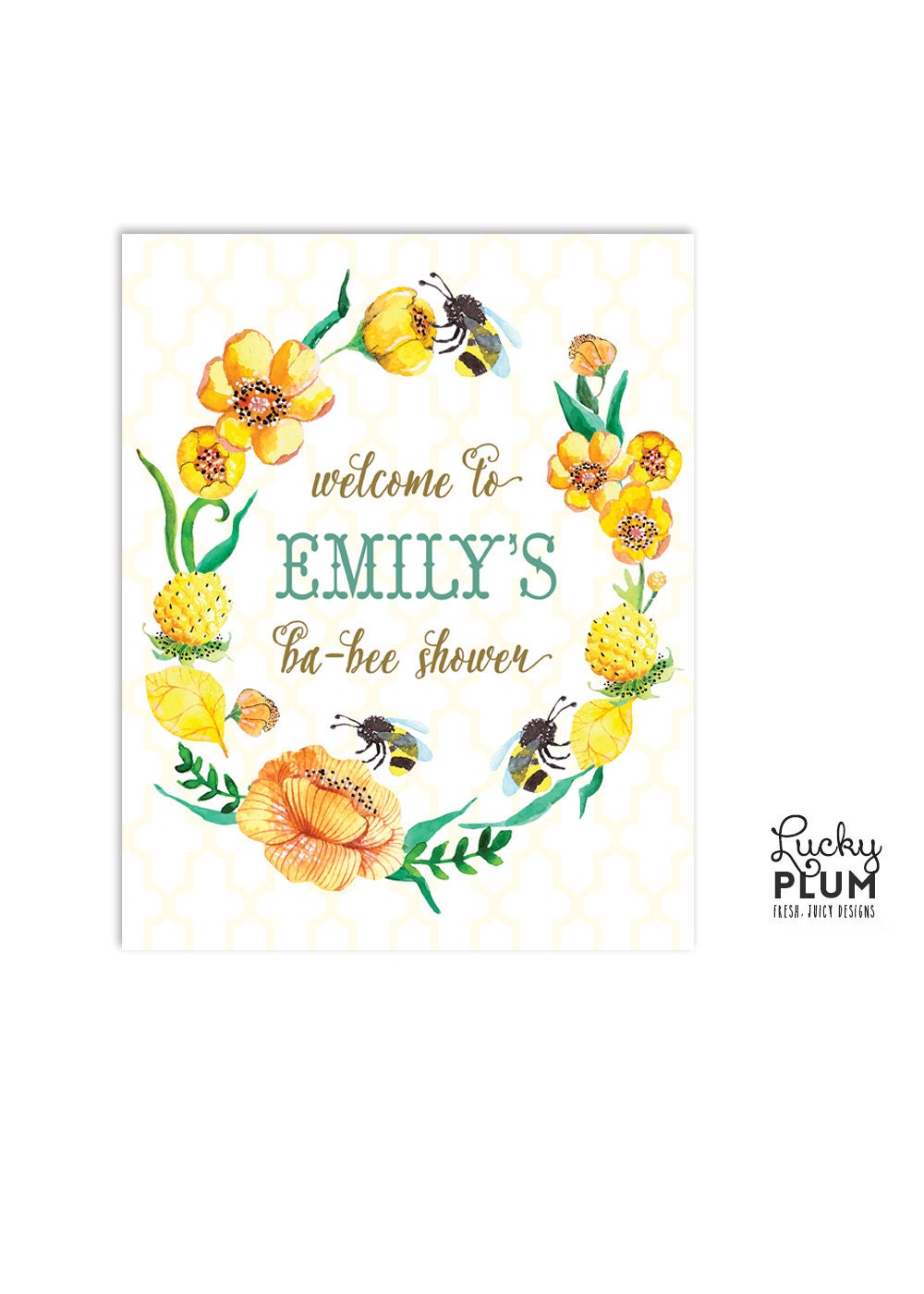 Bee Welcome Sign / Bumble Bee Welcome Sign/ Yellow Flower