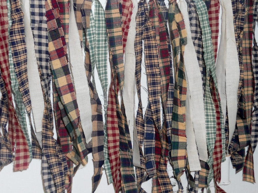 Prim Homespun Fabric Rag Strips Primitive Country Decor Muslin
