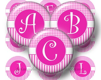Alphabet letters digital collage sheet monogram bottle cap 1