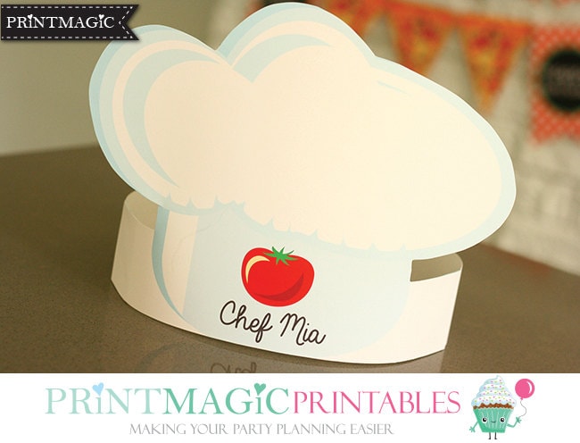 Pizza Party Hat Chef Hat Printable Party Hat Birthday