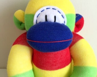 Rainbow sock monkey | Etsy