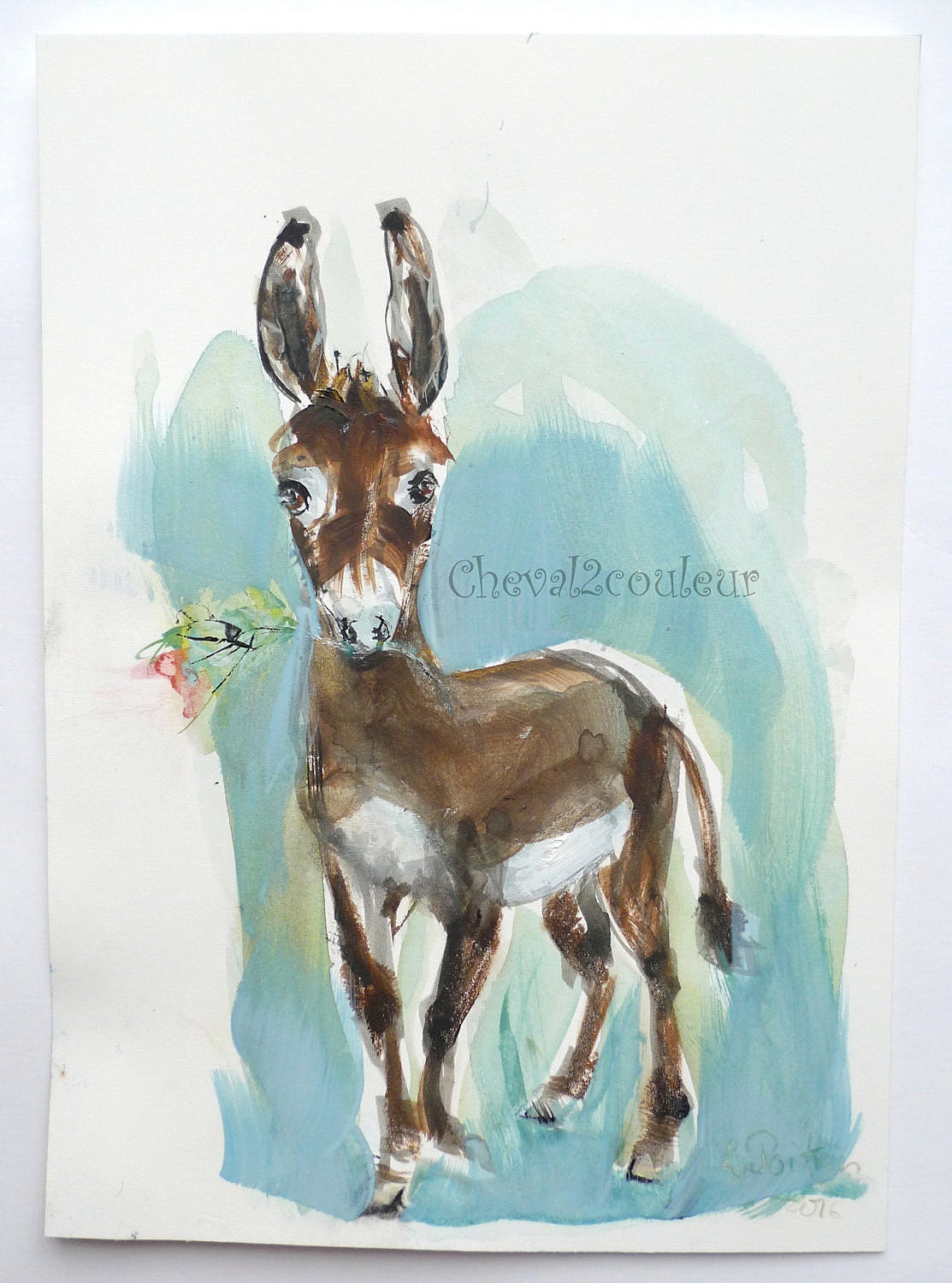Original watercolor Donkey