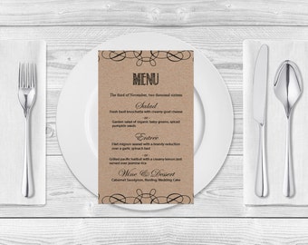 Unique kraft paper menu related items | Etsy