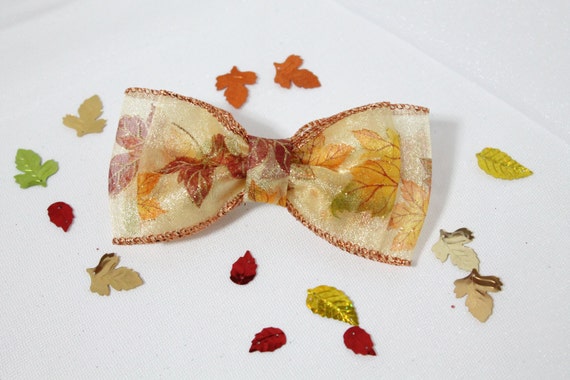 Items similar to Fall Hair Bow, Autumn Hair Bow, Maple Leaf Hair Bow ...