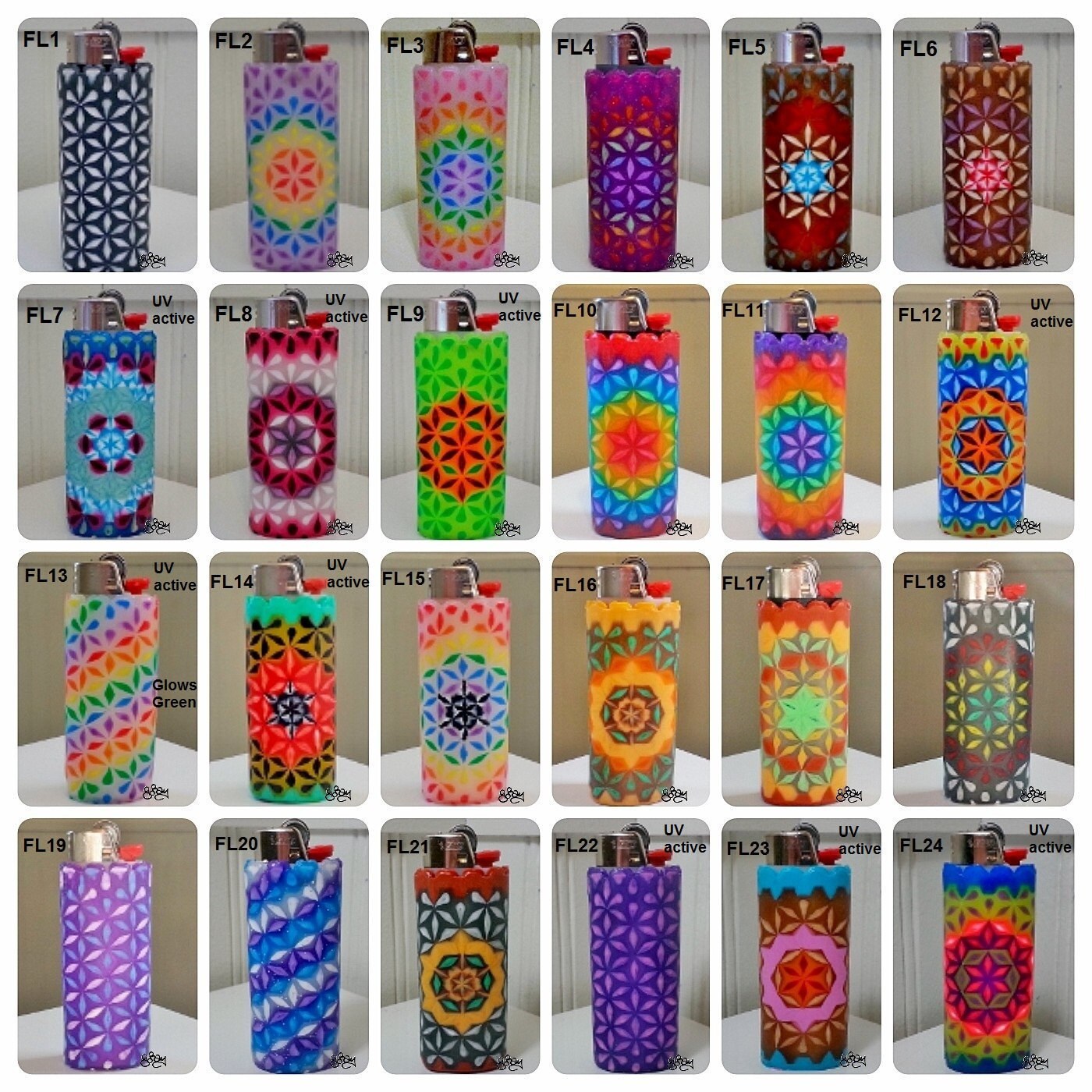 Flower of Life Perler Bead LIGHTER CASE purple rainbow