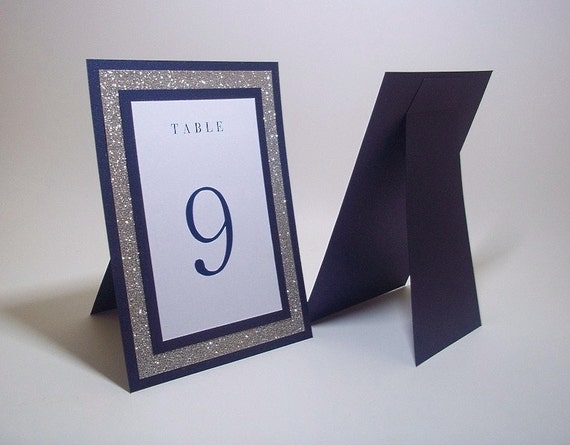 Navy and Silver Table Numbers Navy Blue Shimmer by xARTinosCosmos