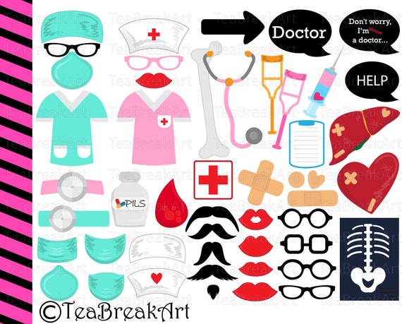 Doctor Props Digital Clip Art Graphics medical design Clipart