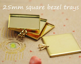 20mm Square Bezel Cups-Square Bezel Setting-Blank by AZFINDINGS