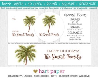 Palm tree gift tags | Etsy