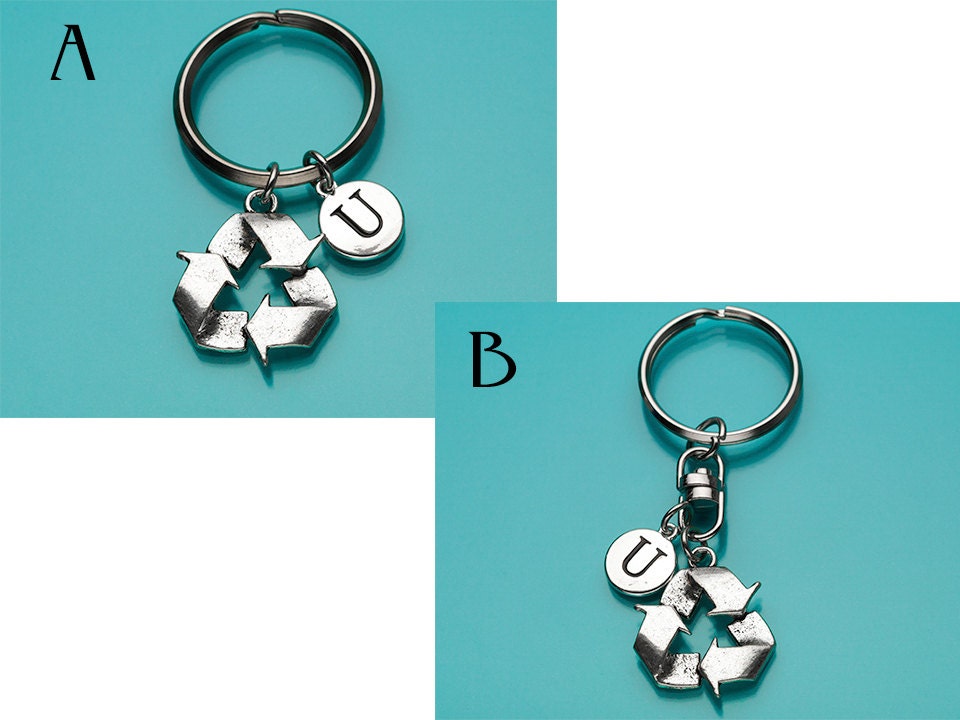 Recycle Keychain Recycle Symbol Key Ring by promisemeeverything2