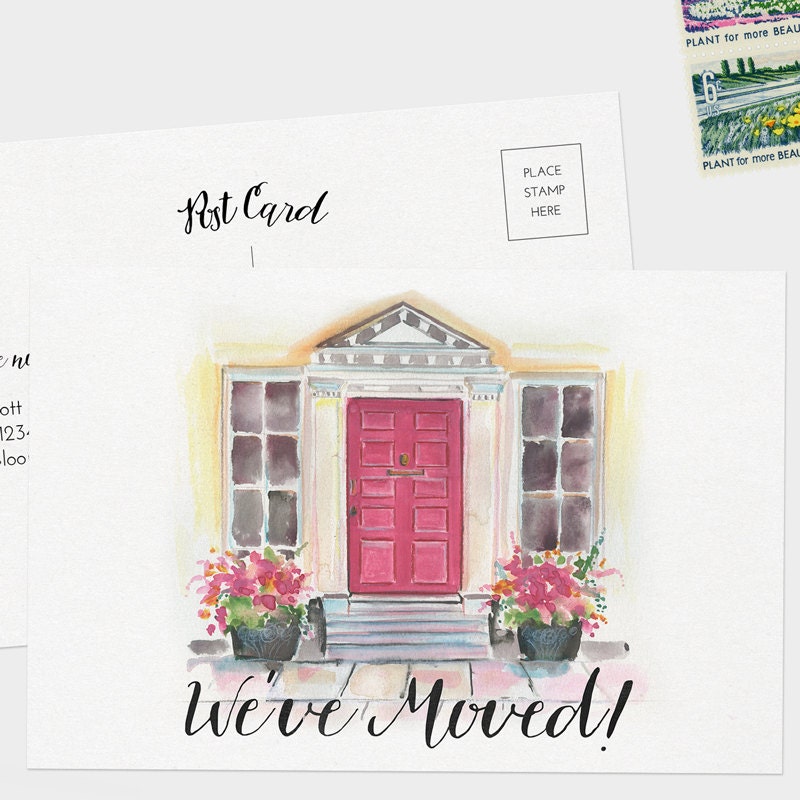 We've Moved Postcards Watercolor Moving Announcement