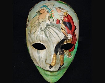 Masquerade Mask with Handmade Pencil Sketch Full Face