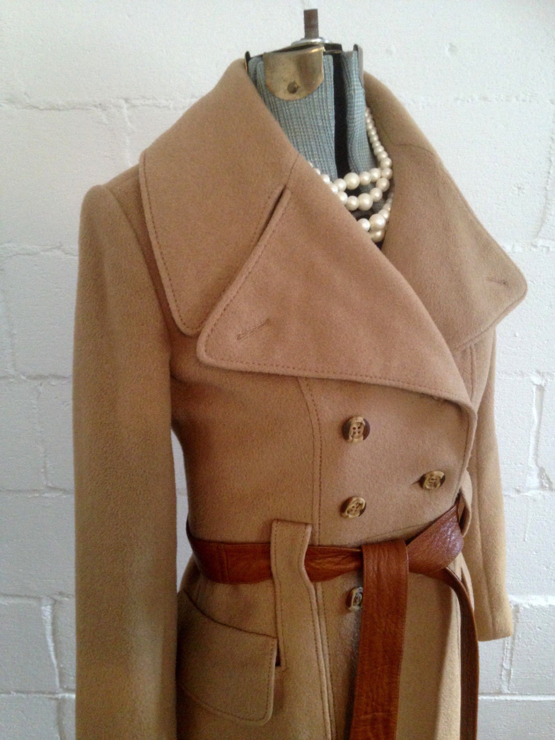 Vintage Womens 1970’s Camel Hair Belted Coat, Tan, Leather Belt, Size 8 ...
