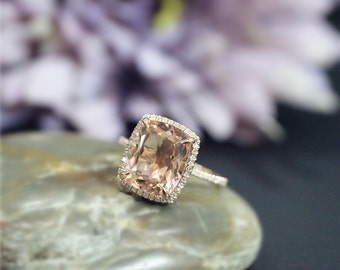 Large morganite ring | Etsy