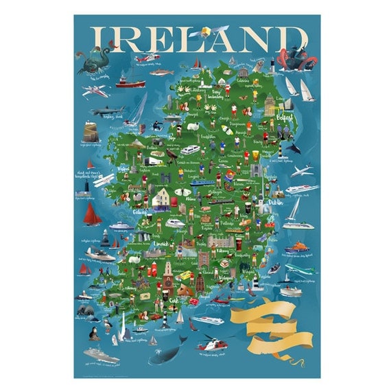 Irland-Karte Küste Funktionen Sehenswürdigkeiten