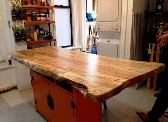 Maple Kitchen Butcher Block Counter Live Edge Slab