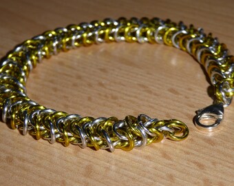 Items similar to Viking knit and box weave chain maille bracelet ...