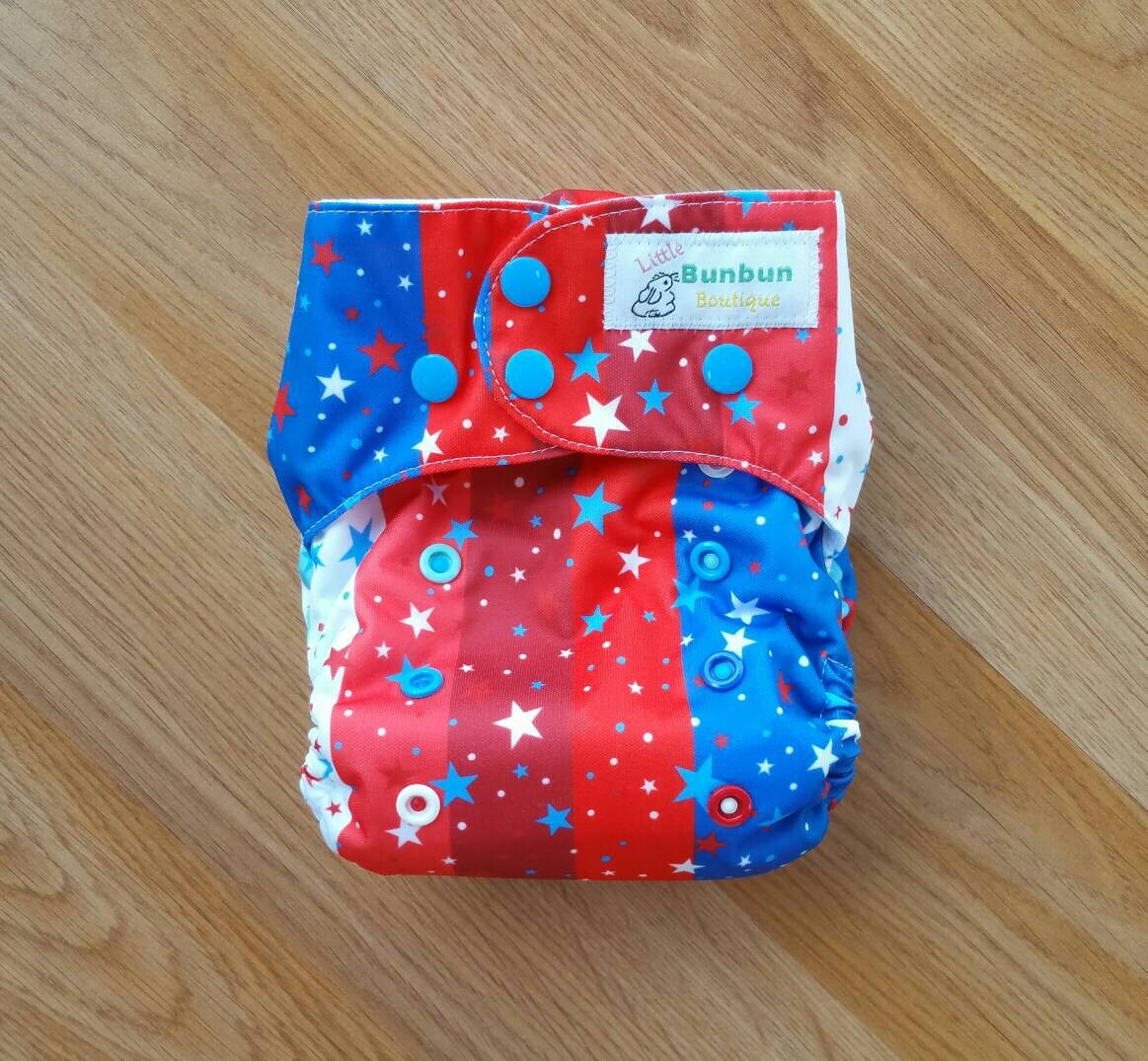 Red White and Blue Stripes cloth diaper AIO cloth diaper