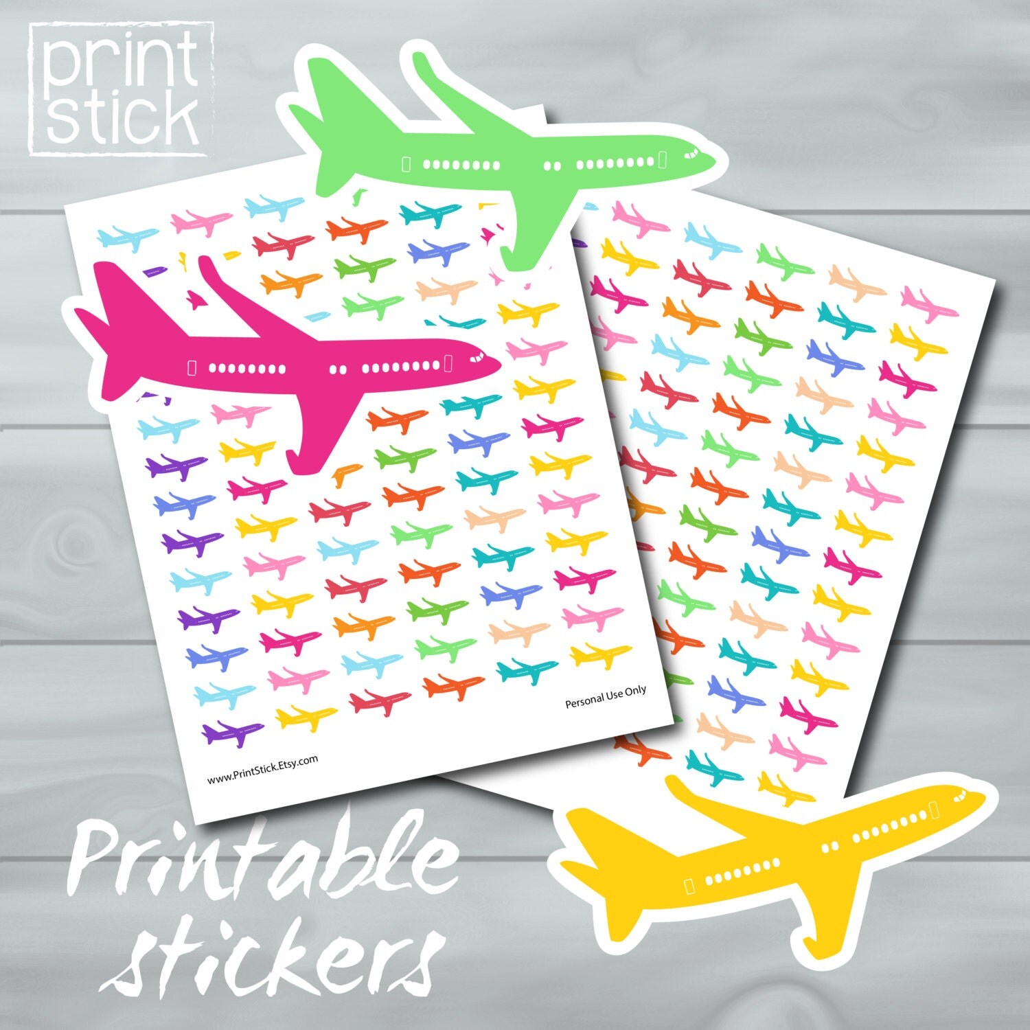 Colorful Airplane Stickers Printable Sheet Fits Erin