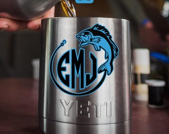 Fish monogram decal | Etsy