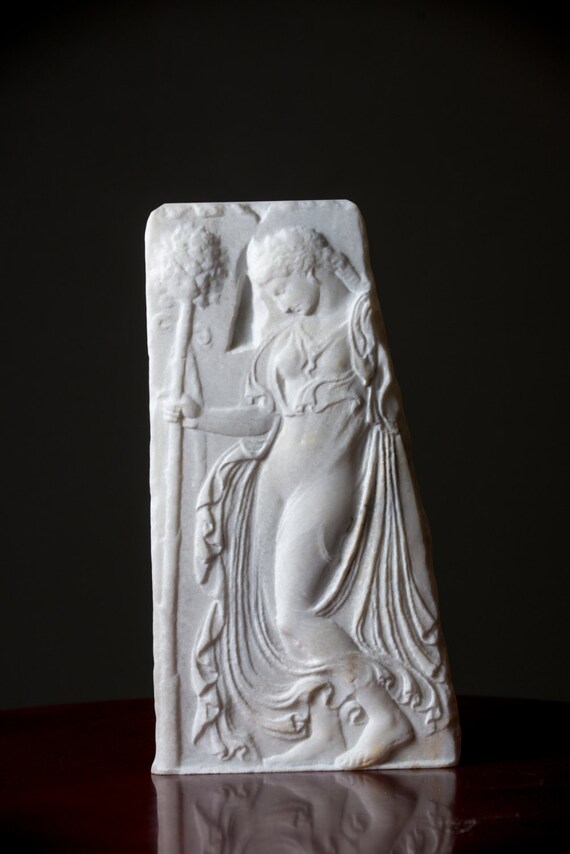 MARBLE Dancing Maenad relief carved Greek marble by GreekMarbleArt
