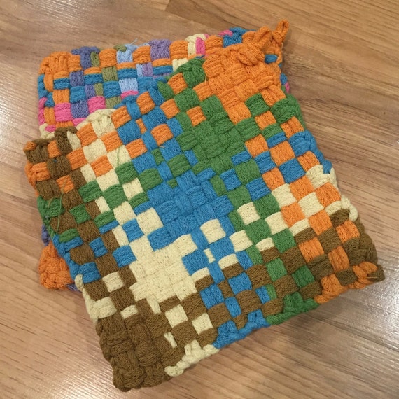 Pot Holder Hot Pad Loom Woven Spring Picnic set