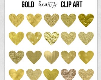 Gold heart clip art | Etsy