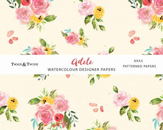 Adele Digital Paper Flower Paper. Vintage style floral