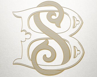 Custom Wedding Monogram BK KB Wedding Monogram by ShulerStudio