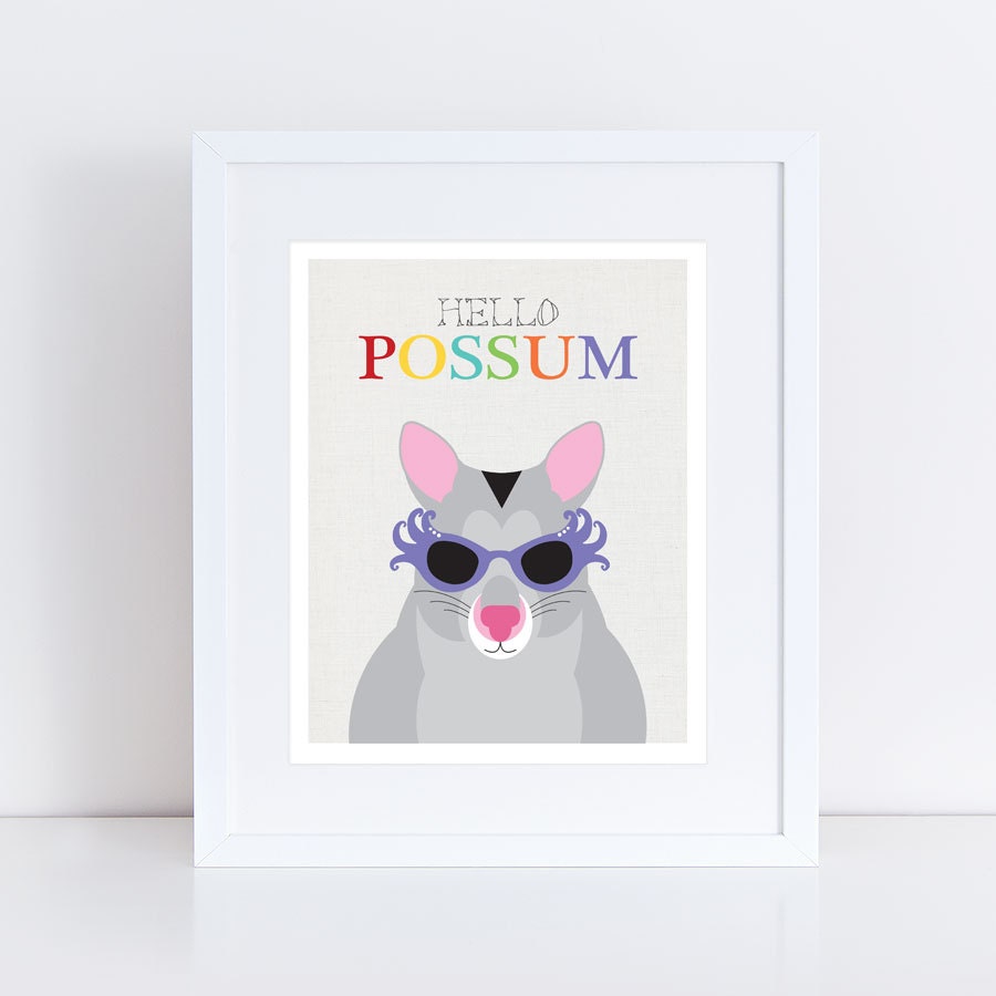 hello possum australian animal nursery art aussie brushtail