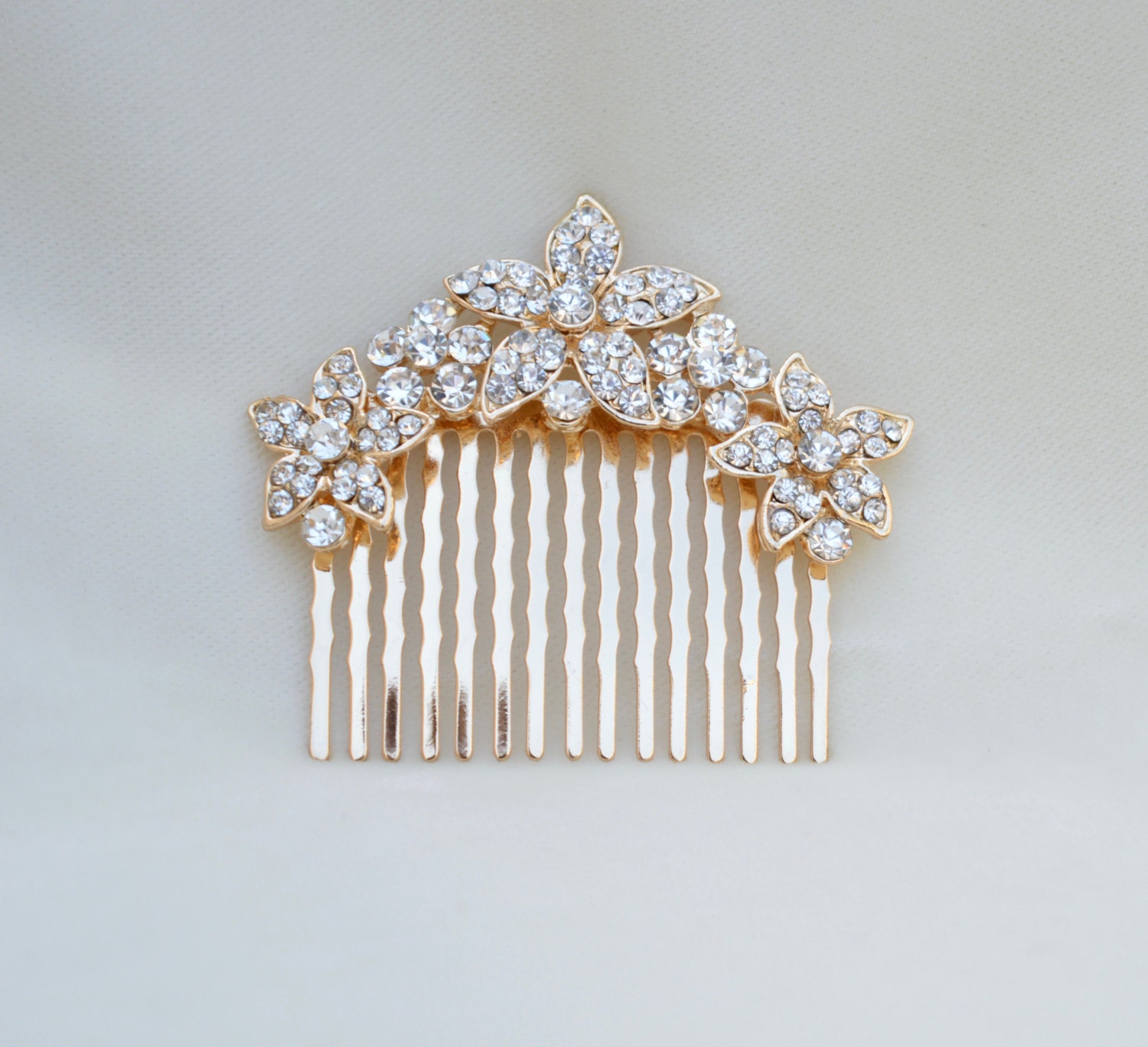 Rhinestone Gold Hair Comb Bridal Hair Comb Vintage