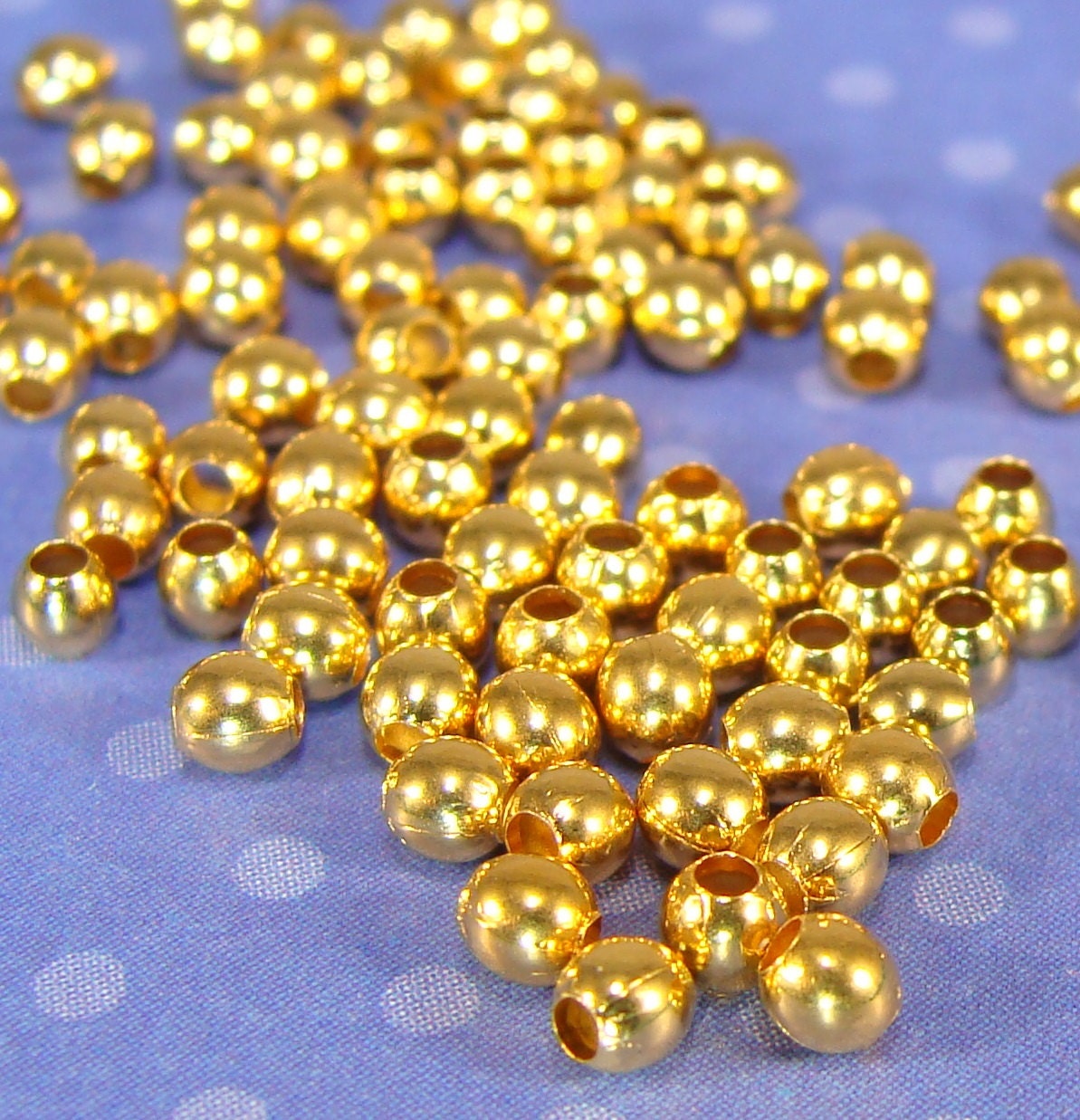 150 Gold Plated Beads 2mm Tiny Round Metal Spacer USA by beadgiant