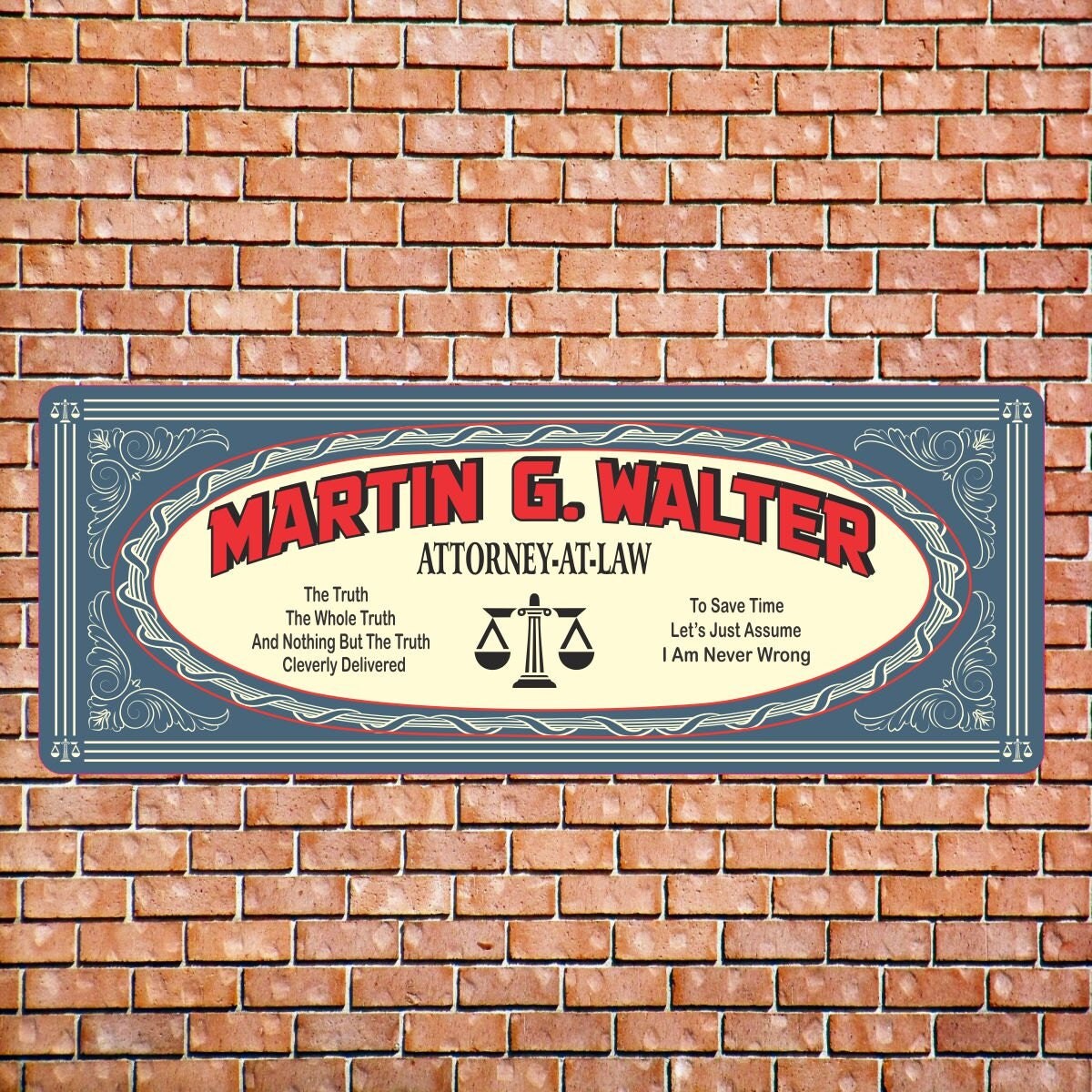 Vintage Sign Attorney at Law Sign with Scales of Justice