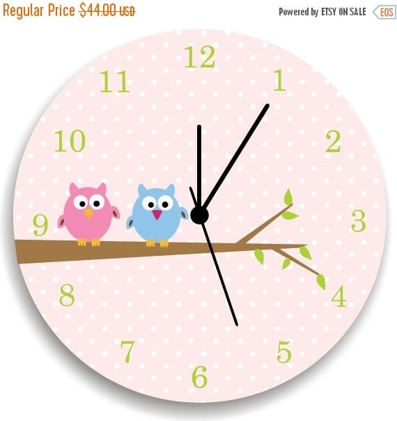 ON SALE 20% OFF Girls Bedroom Pink Wall Clock by KidODesignStudio